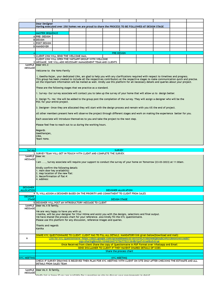 Checklist For Design Team - XLSX - Process Sop | PDF