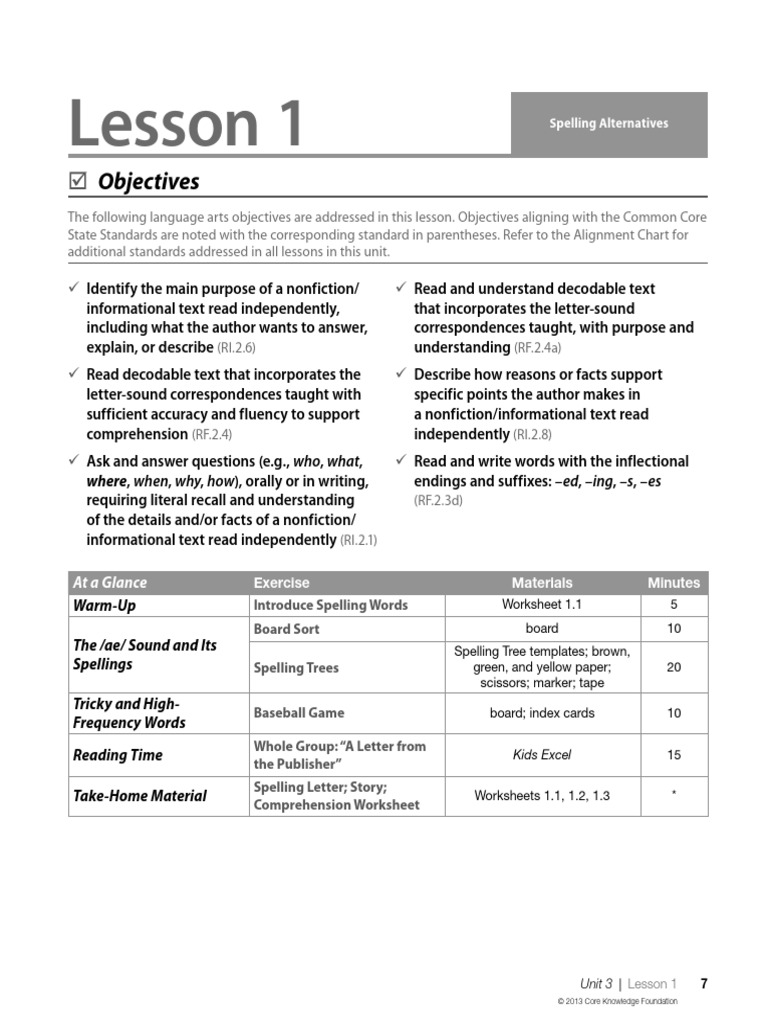 ELA 2 Skills Unit 3 Teacher Guide Lesson 1 | PDF | Syllable | Reading ...