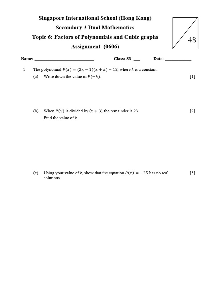 06 Factors of Polynomials and Cubic Graphs Assignment | PDF ...