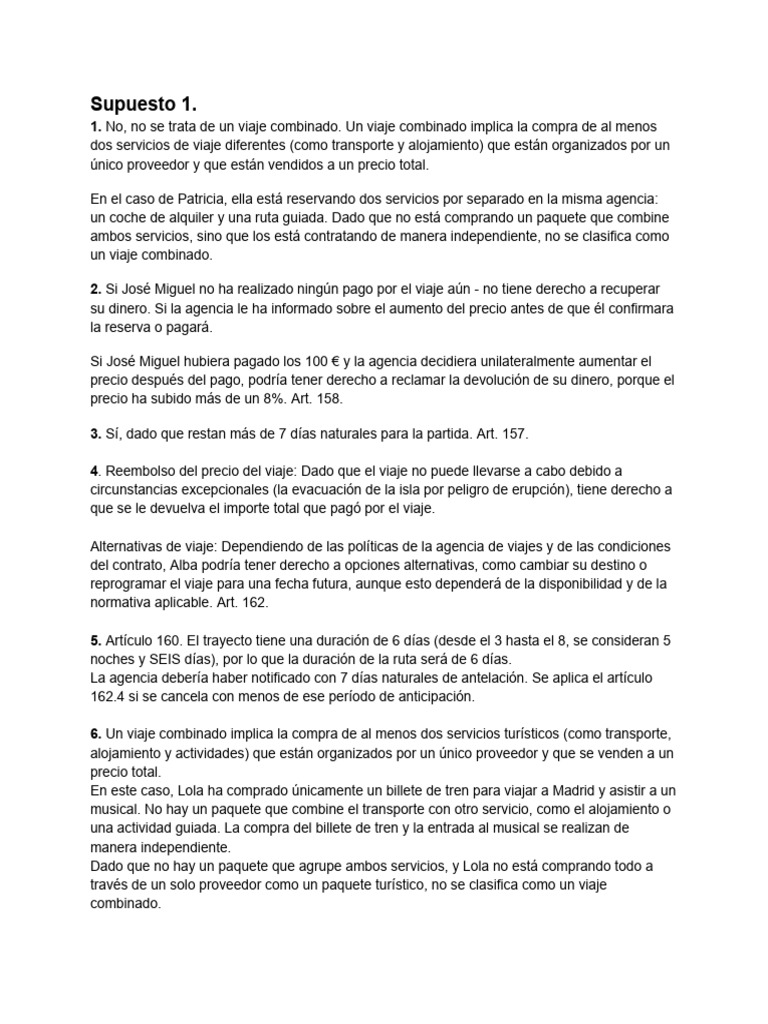 Supuesto 1 | PDF | Agencia de viajes