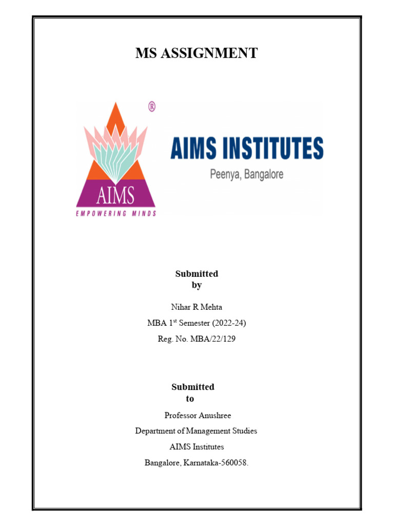 MS Assignment Front Page | PDF