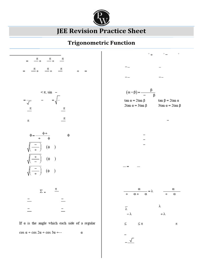 66d860be0cd1850018c375b6 Trigonometric Functions Practice Sheet Jee Mains Pdf