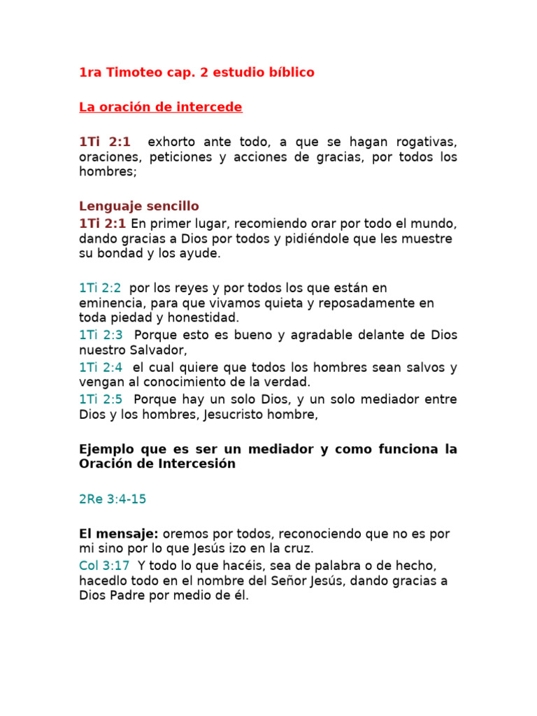 1ra Timoteo cap2 | PDF