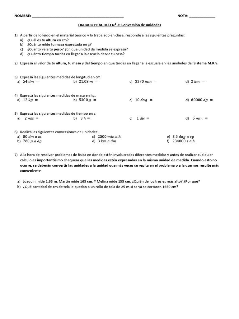 TP N- 2 - Conversi-n de unidades | PDF