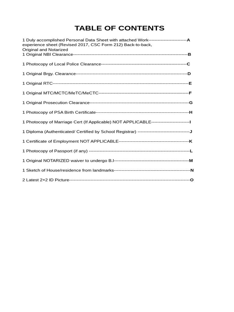 Required Document Checklist | PDF