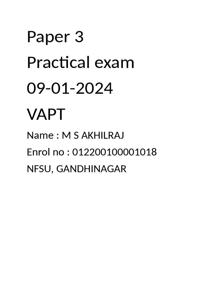 Paper 3 Practical Exam 012200100001018 | PDF