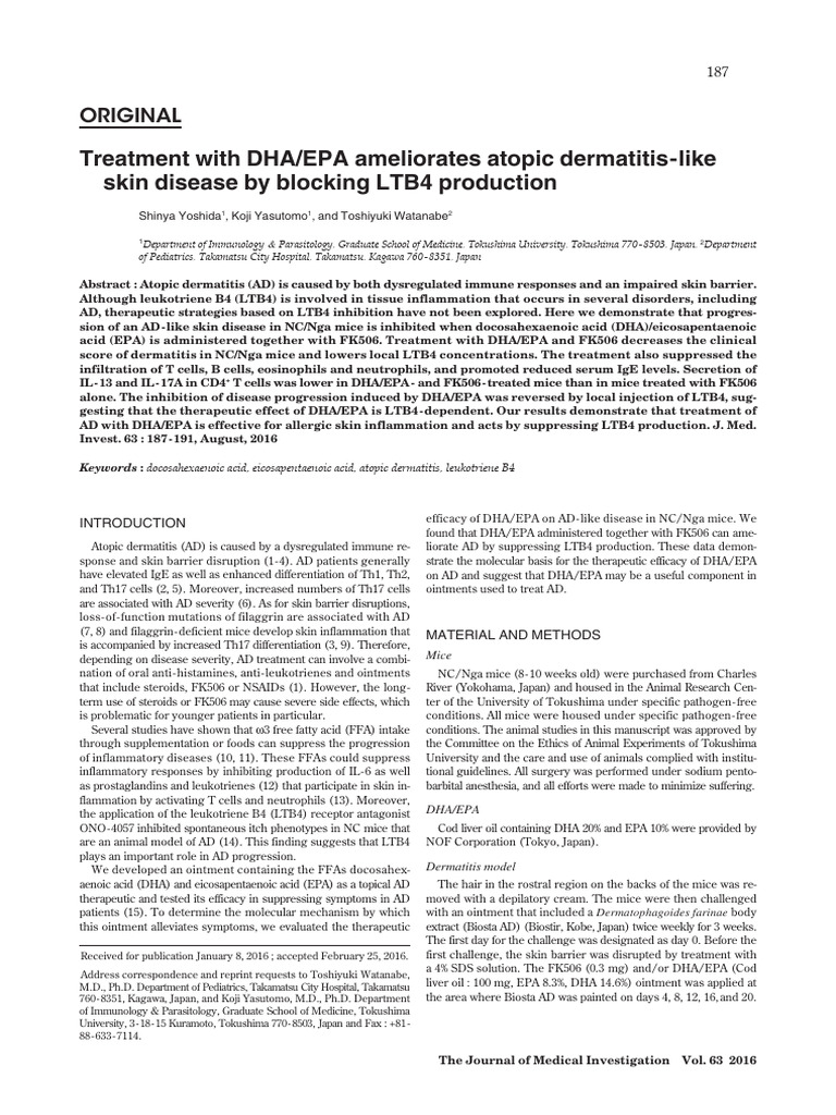 Dermatitis Omega 3 | PDF | Inflammation | T Helper Cell