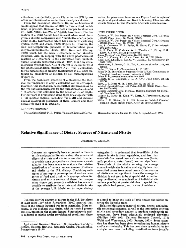 White 2002 Relative Significance of Dietary Sources of Nitrate and ...
