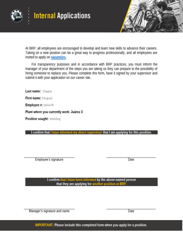BRP Internal Job Application Process | PDF