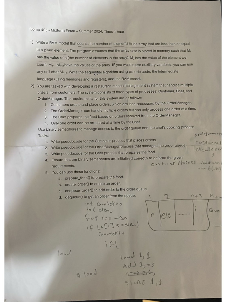 MidTerm Comp 403 - Parallel 2023-2024 Summer-1 | PDF