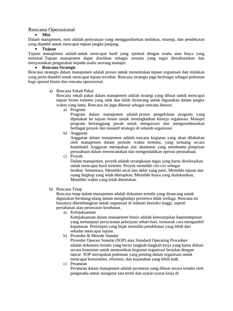 Rencana Operasional | PDF