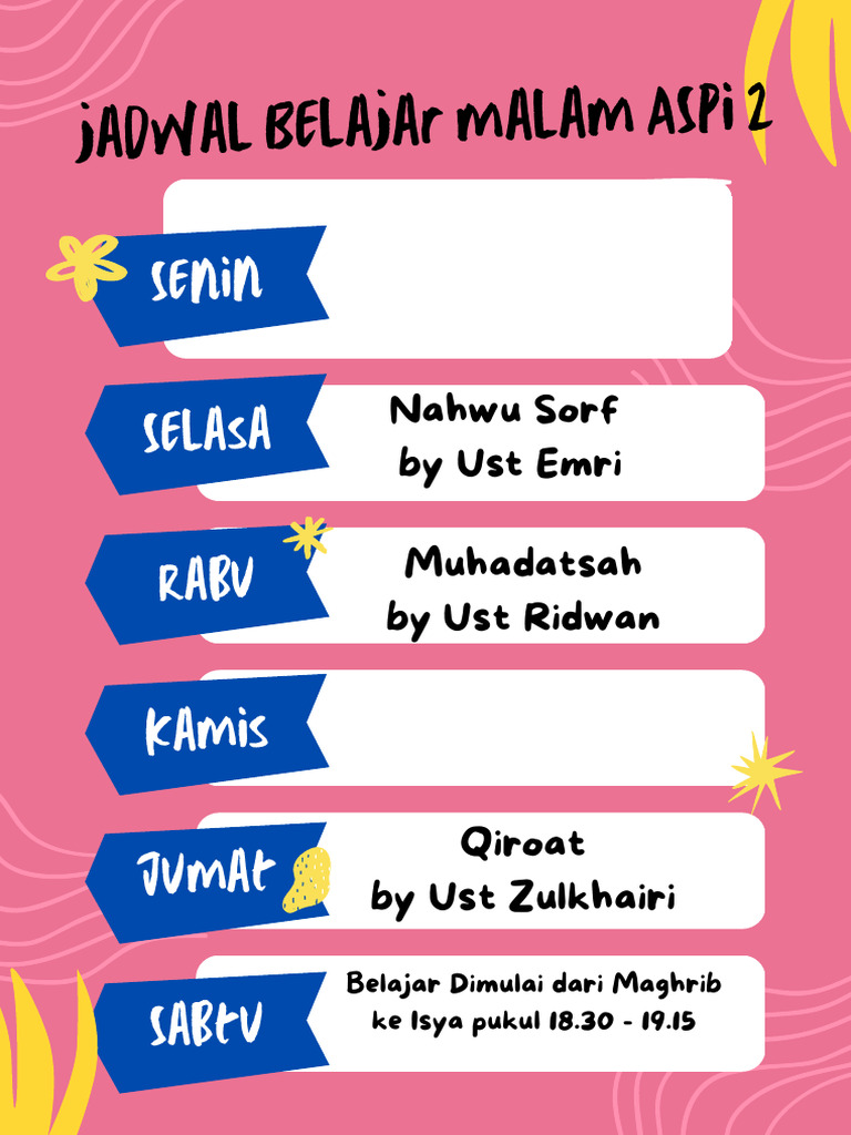 Jadwal Belajar Malam Aspi 2 | PDF