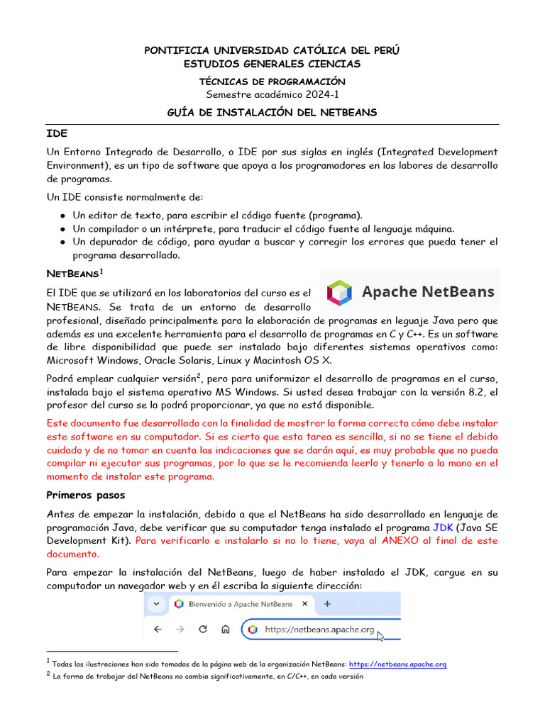 Guia de Instalacion Del Netbeans_2024 (2) | PDF | Entorno de desarrollo ...