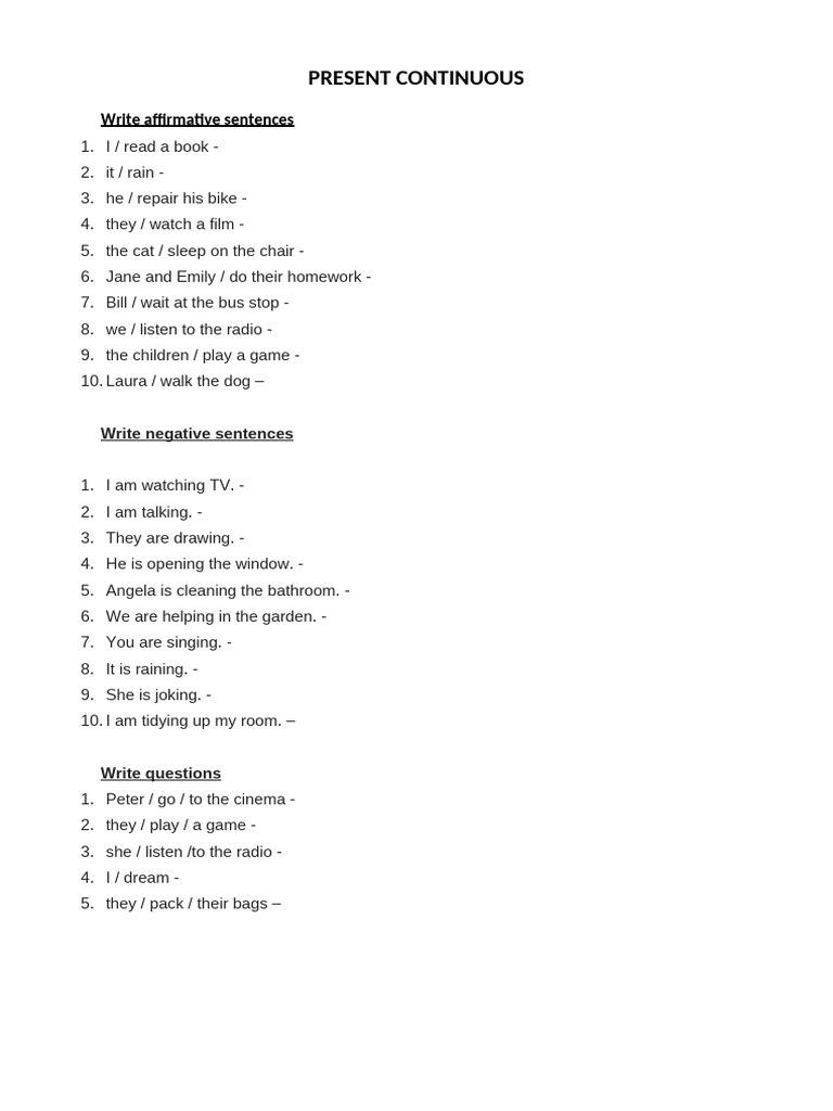 Present Continuous | PDF