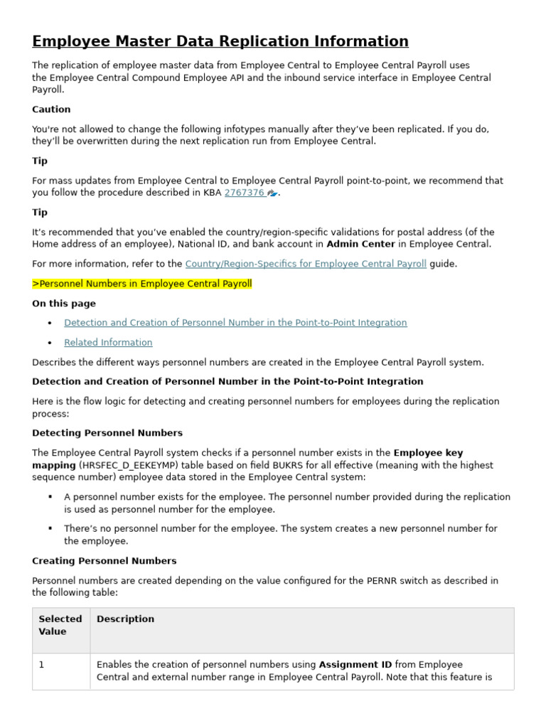 SF ECP Employee Master Data Rep | PDF | Employment | Payroll