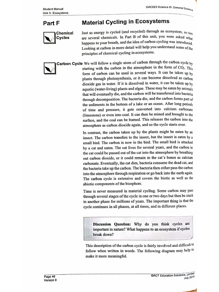 U3 - PF - Material Cycling in Ecosystem | PDF
