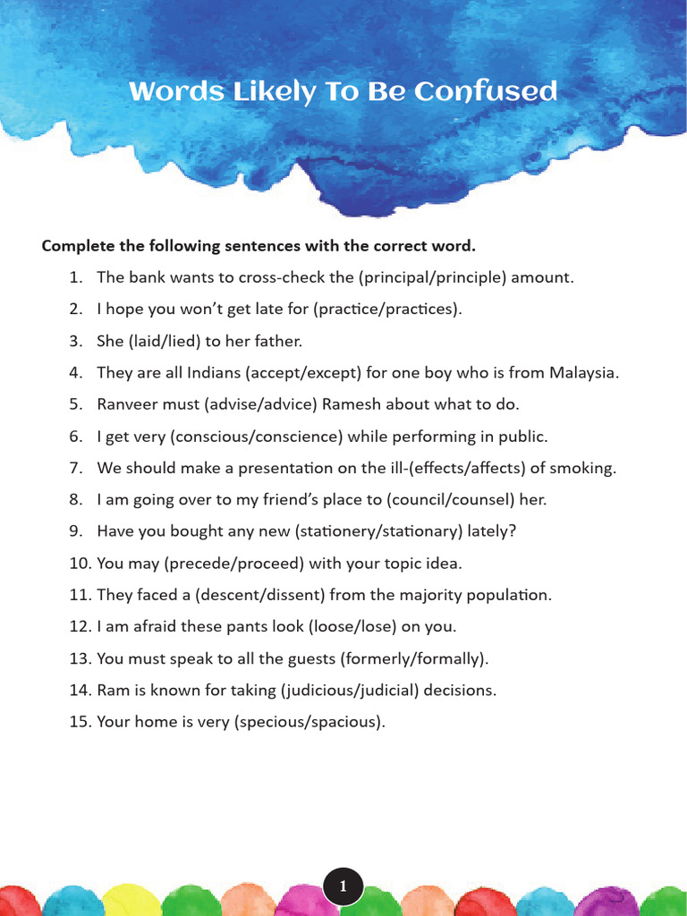 Words Likely To Be Confused - 1 | PDF