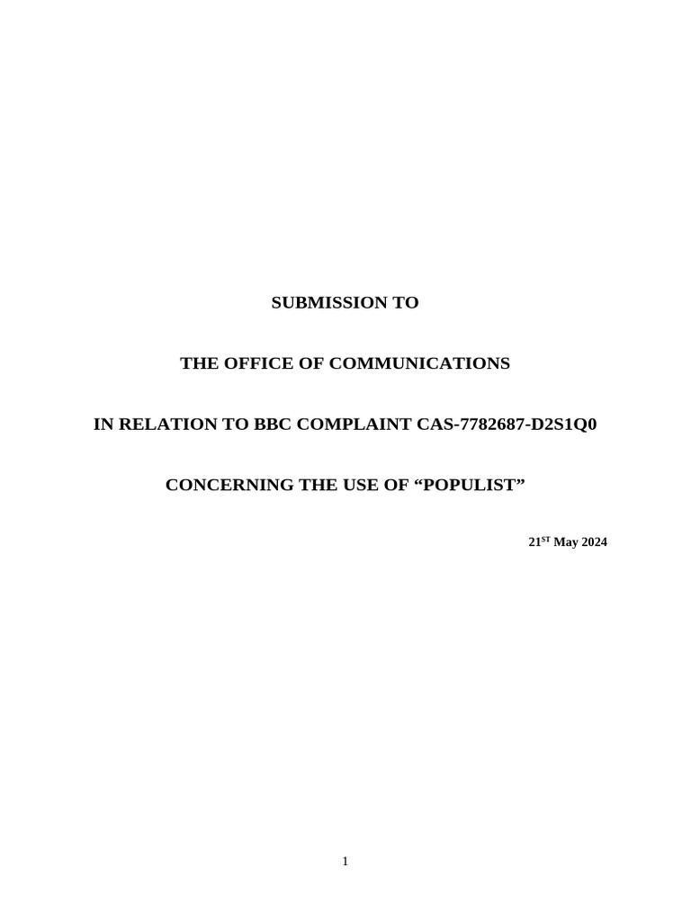BBC's Use of "Populist": A Bias Complaint | PDF | Populism | Definition
