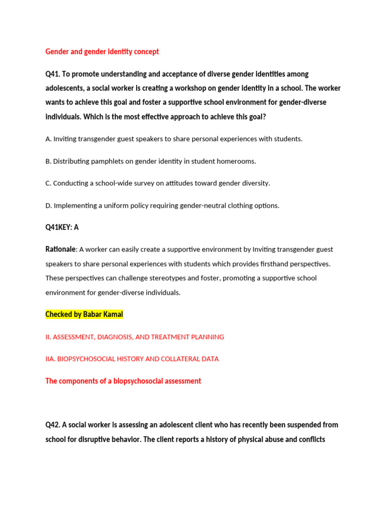 4 - ASWB CLINICAL EXAM Q41-50 Babar | PDF | Social Work | Substance Abuse