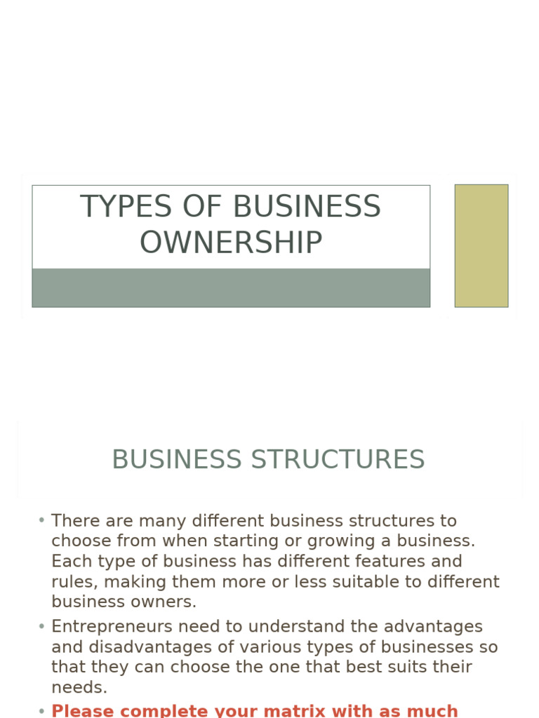 Business Ownership Structures Explained | PDF | Franchising | Partnership