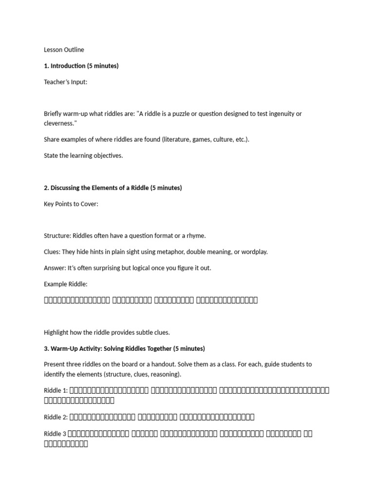 Riddle Solving for Students | PDF