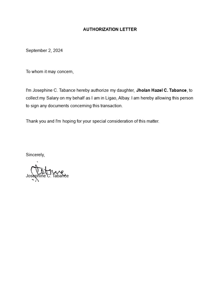 Authorization Letter | PDF