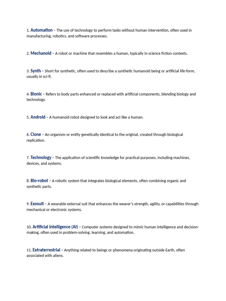 Technology Words Pdf Robot Robotics