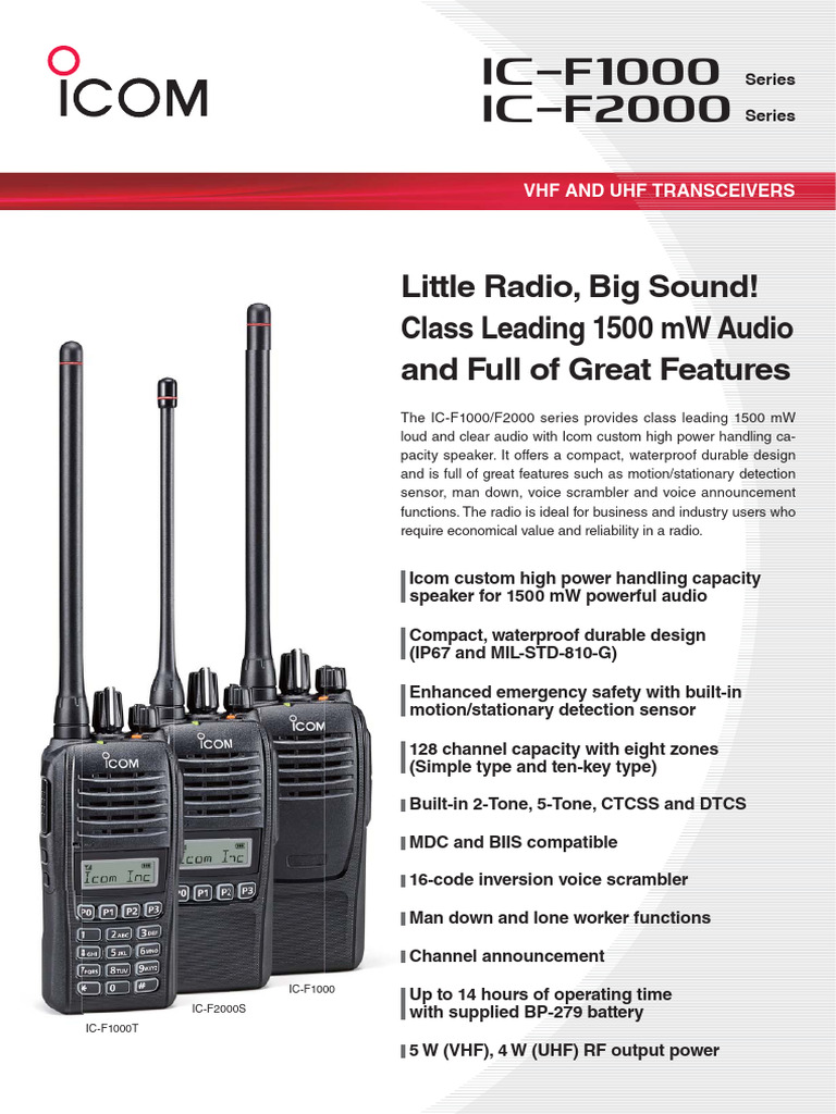 LMR IC-F1000-2000 Brochure | PDF | Battery Charger | Frequency Modulation