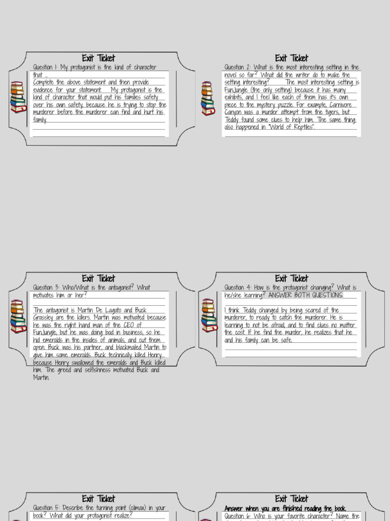 Book Club Slides Exit Tickets | PDF