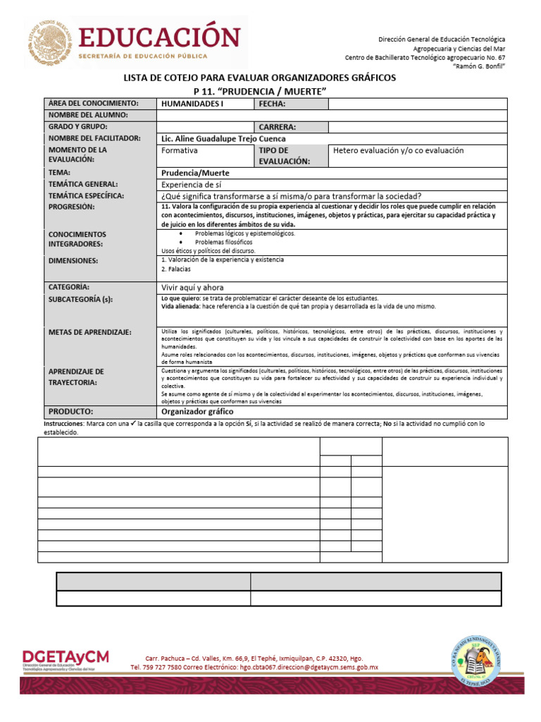 LISTA DE COTEJO Org. Gráficos UAC 11 | PDF | Evaluación | Experiencia