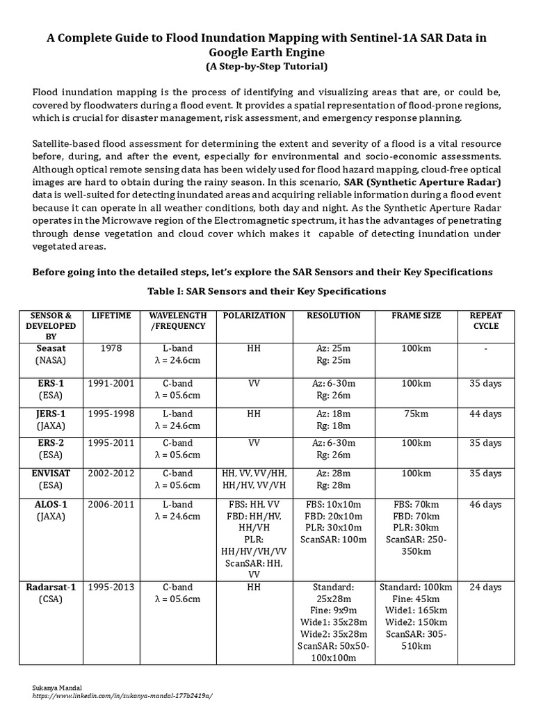 Guide To Flood Inundation Mapping Using Sentinel-1A in GEE | PDF