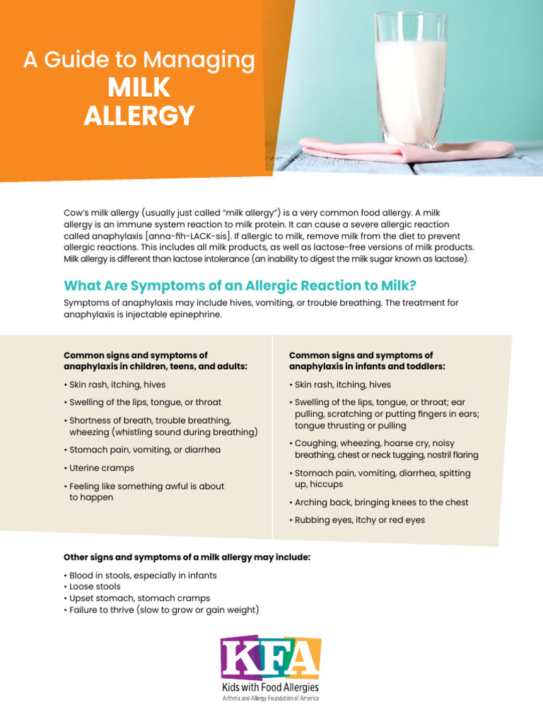 Your Guide To Managing Milk Allergy | PDF | Milk | Food Allergy