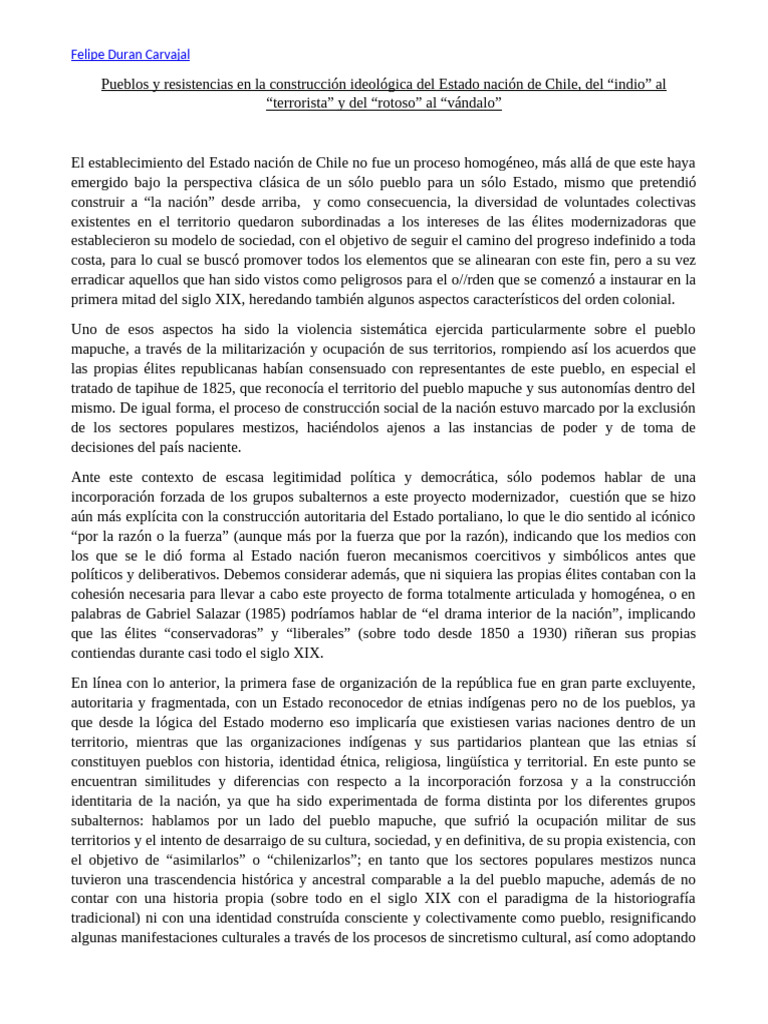 Columna de Opinión. Felipe Durán Carvajal | PDF | Nación | Estado ...