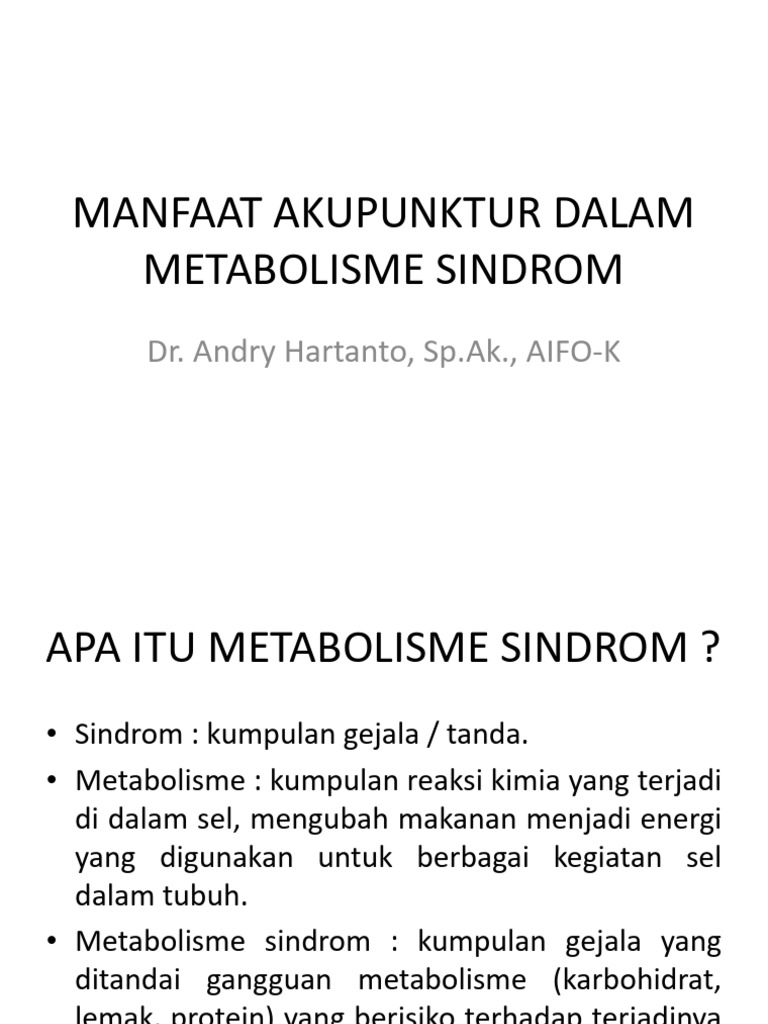 Manfaat Akupunktur Dalam Metabolisme Sindrom | PDF