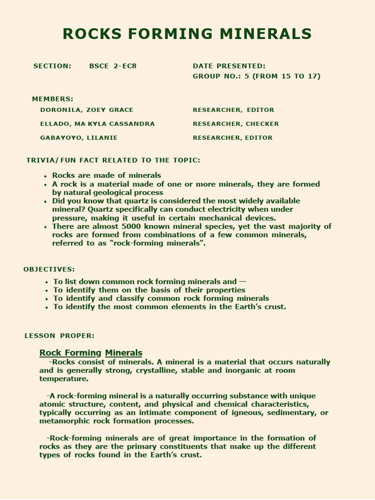 rocks-forming-mineral-final | PDF | Minerals | Rock (Geology)