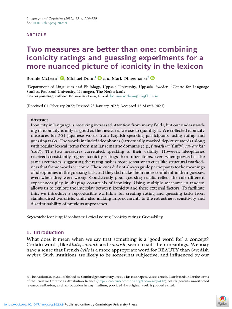Two Measures Are Better Than One Combining Iconicity Ratings and Guessing Experiments For A More ...