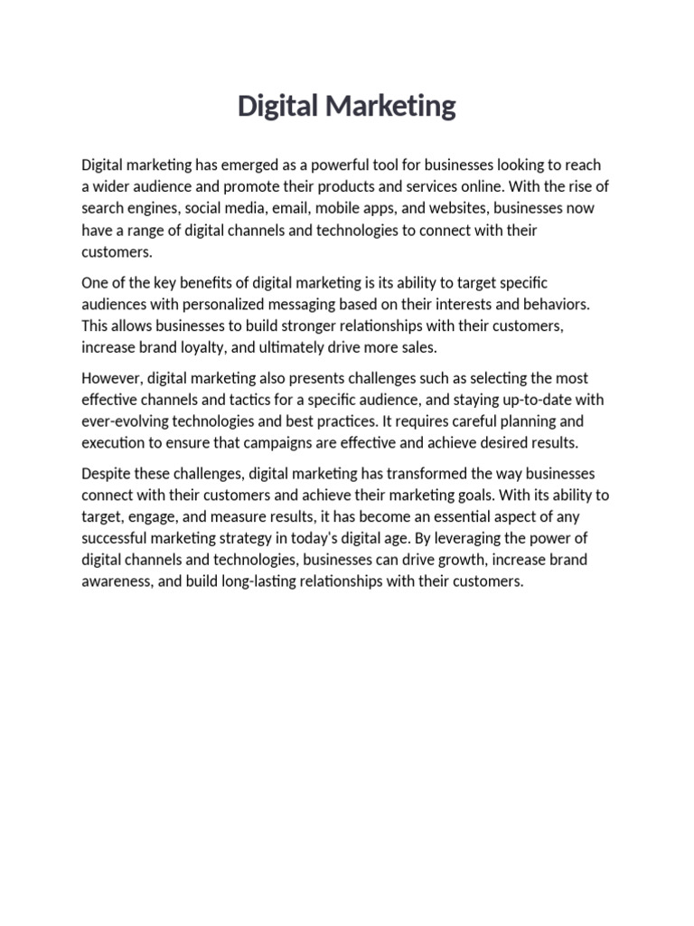 Digital Marketing Essay | PDF