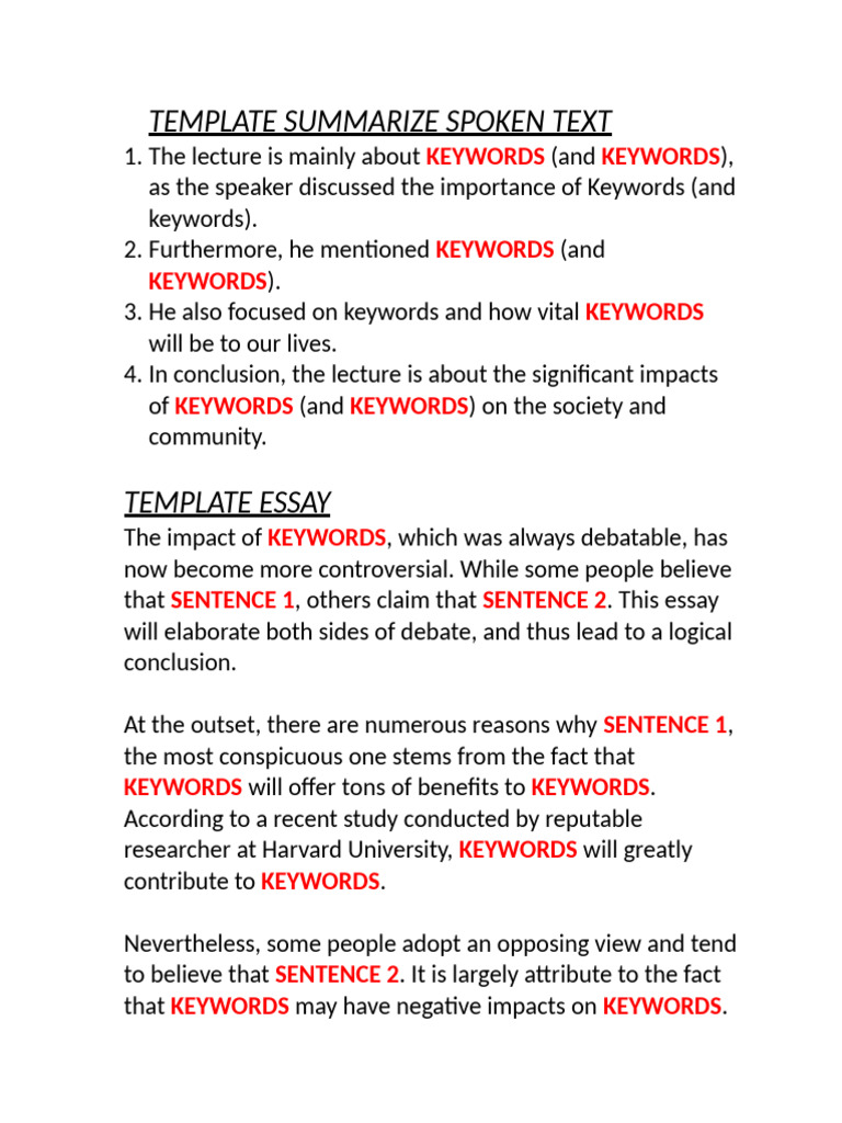 All Template For PTE | PDF