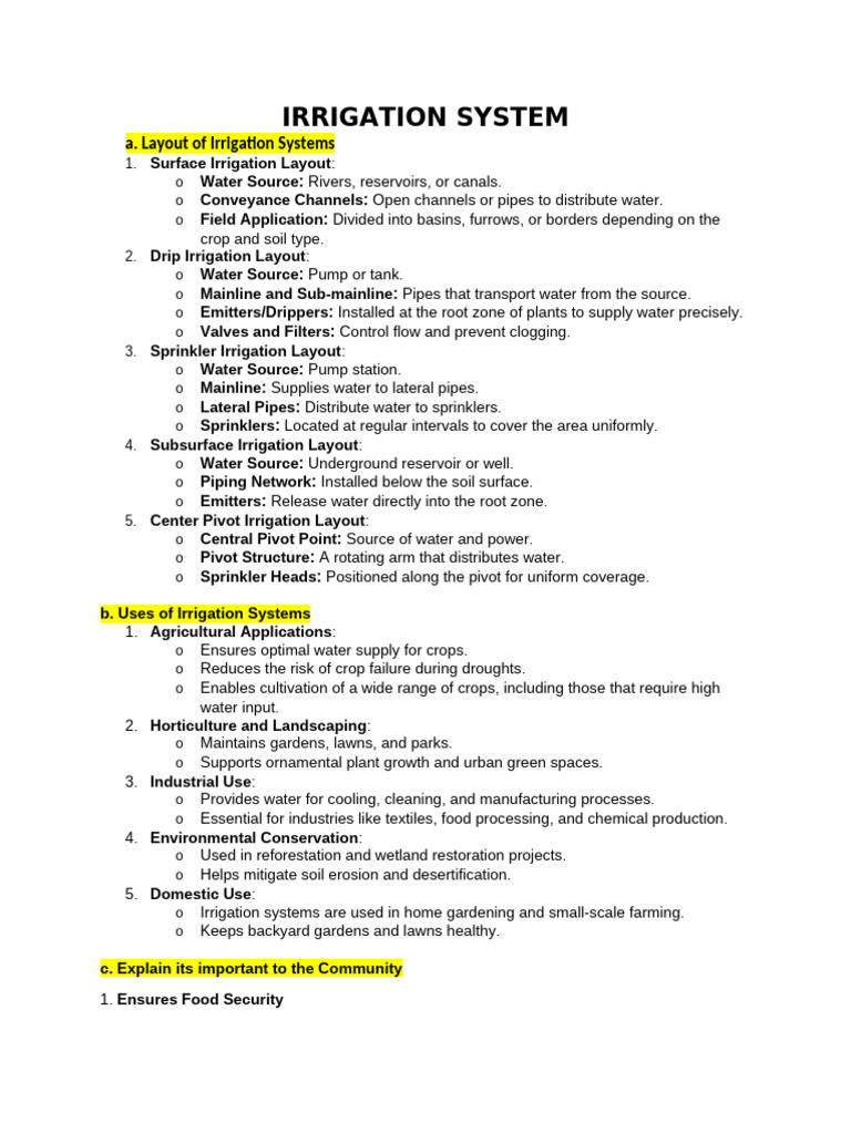 IRRIGATION SYSTEM | PDF | Agriculture | Irrigation