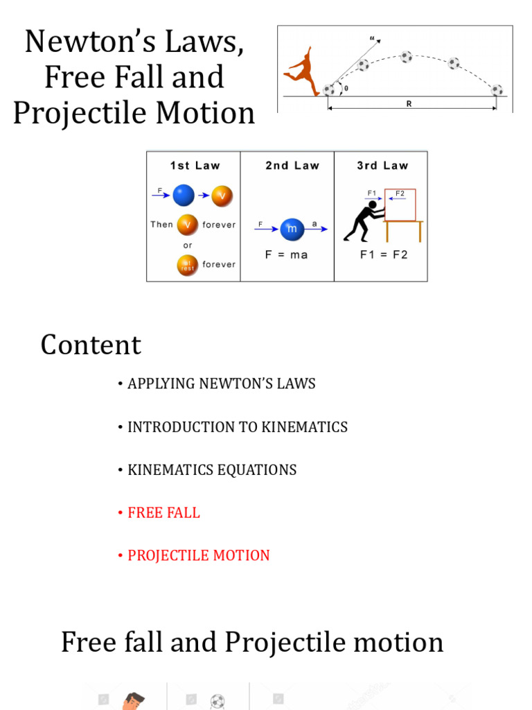 Week 5 6-Newton's Laws, Free Fall and Projectile Motion | PDF | Force | Acceleration
