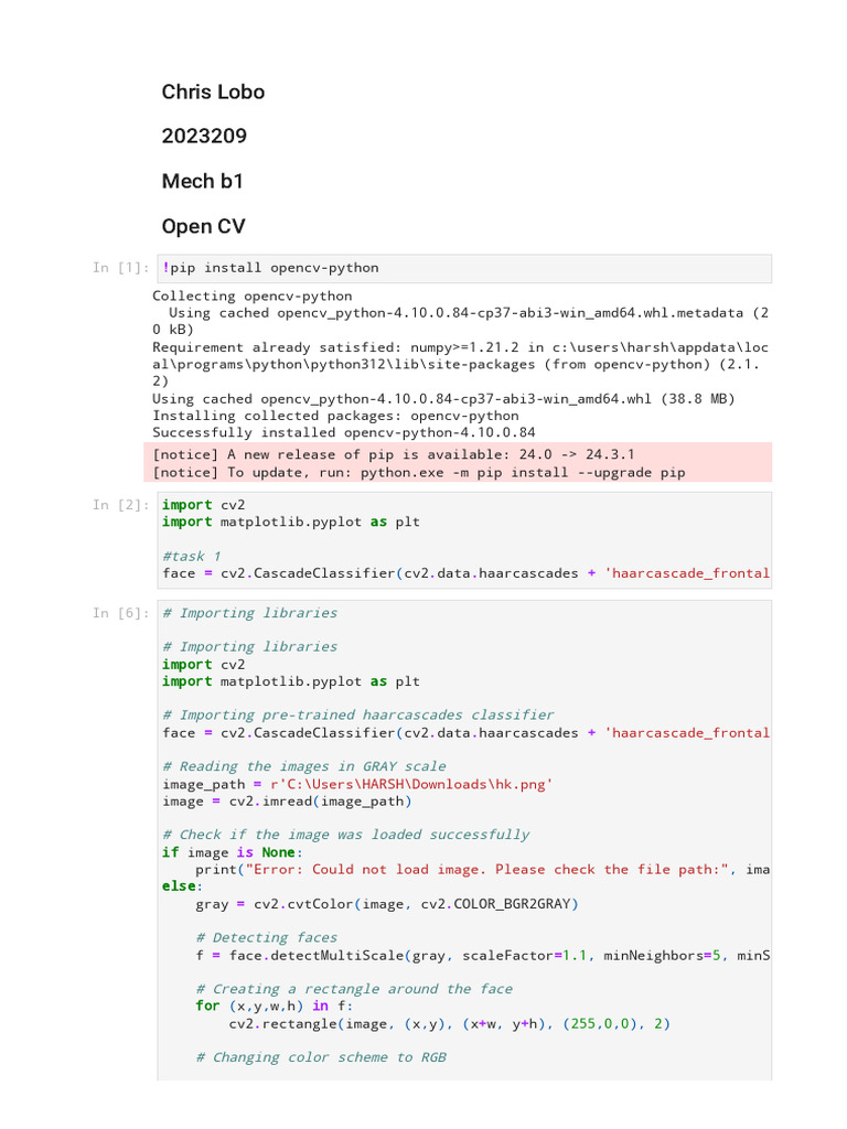 OpenCV Face Detection Guide | PDF