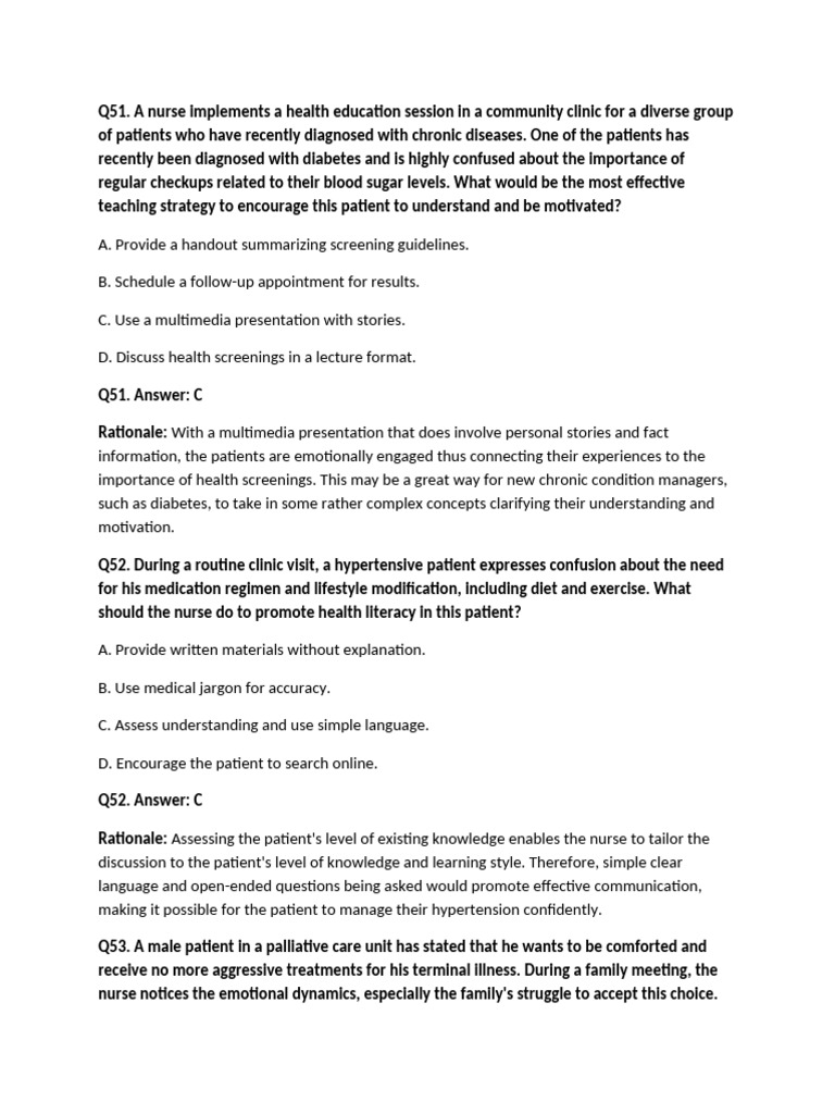 CMSRN Pts 4 Q51-70 Anss | PDF | Nursing | Health Care