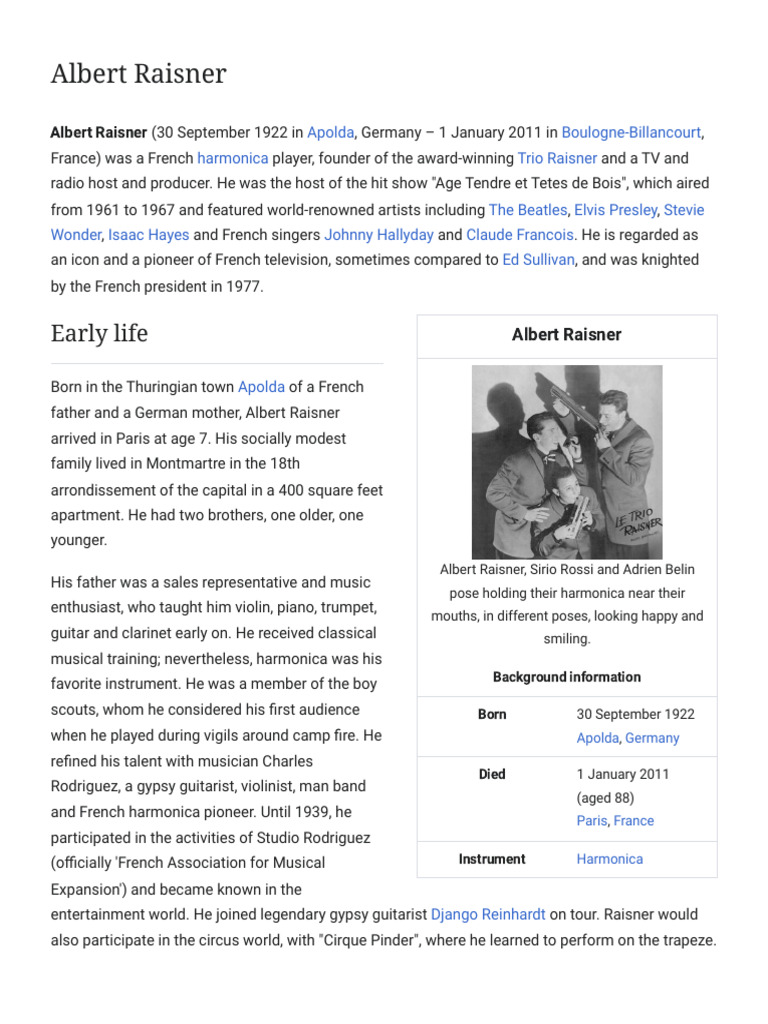 Albert Raisner: Pioneer of French TV | PDF | Musicians