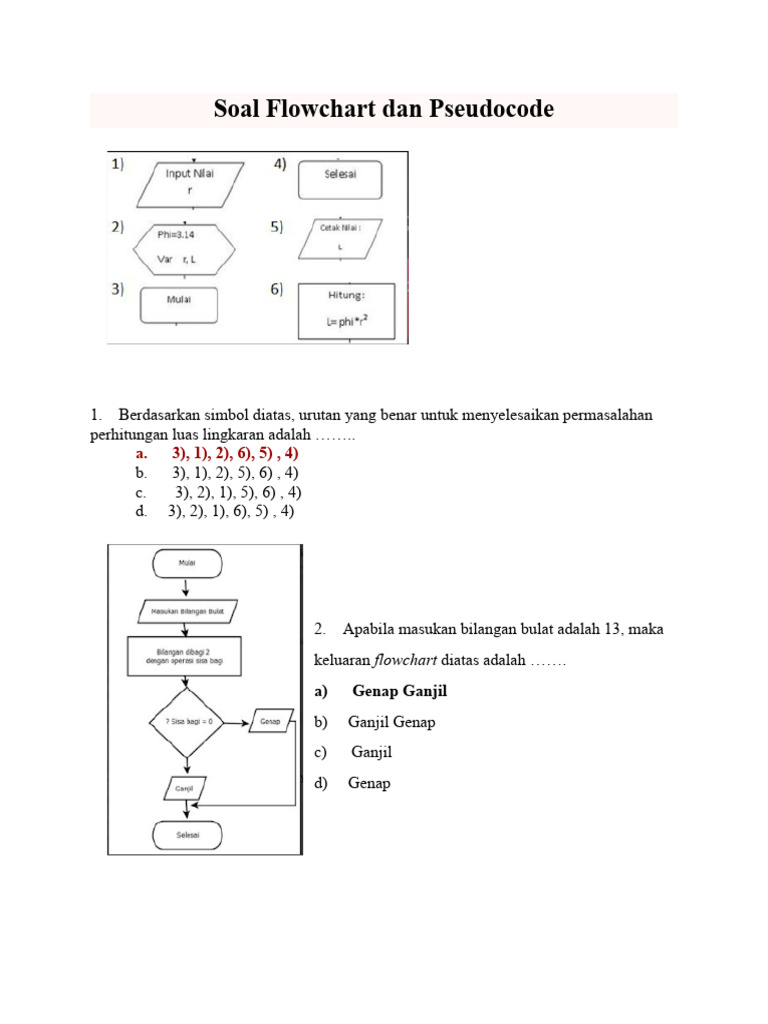 Soal Flowchart Dan Pseudocode | PDF