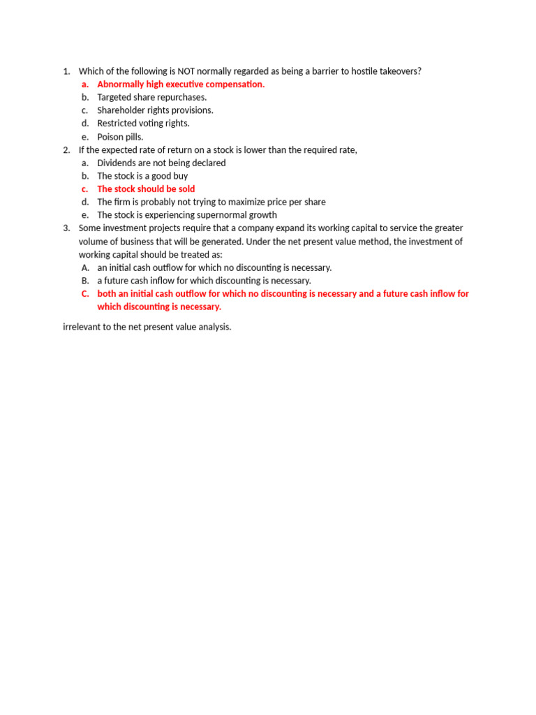 Barrier To Hostile Takeovers | PDF