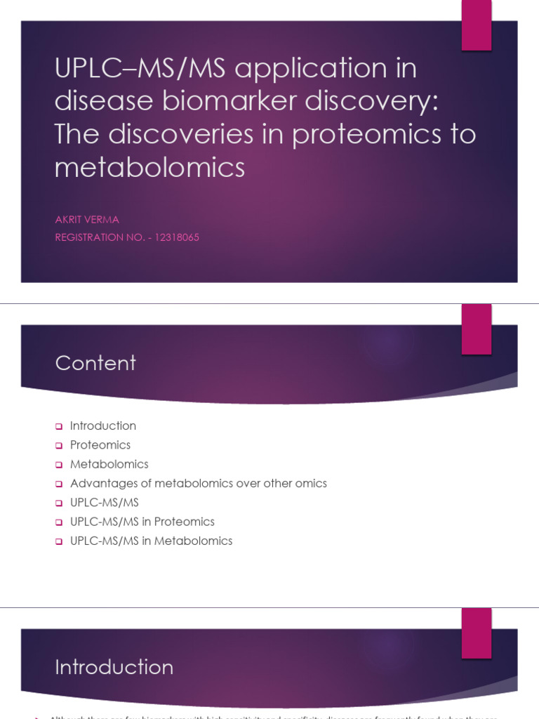 UPLC-MS Application in Disease Biomarker Discovery | PDF | Metabolomics ...