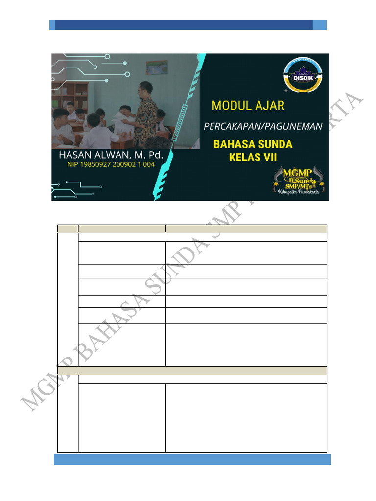 Modul Ajar Paguneman Kelas Vii - 1 | PDF