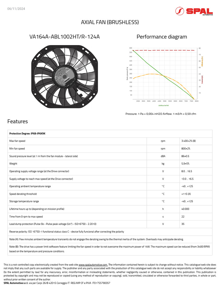 Va164a-Abl1002ht - R-124a (Brushless) | PDF | Physical Quantities ...