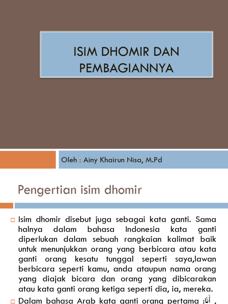 Materi 7 Dan 8 Isim Dhomir | PDF