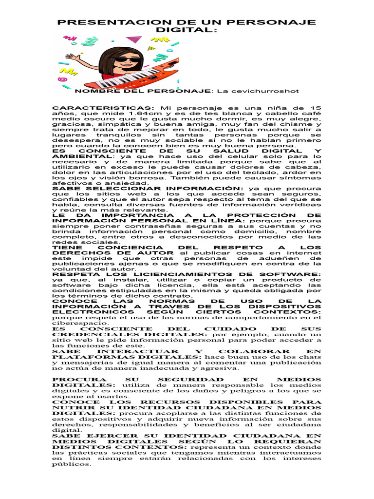 Presentacion de Un Personaje Digial Michelleee 109tbg.docx | PDF